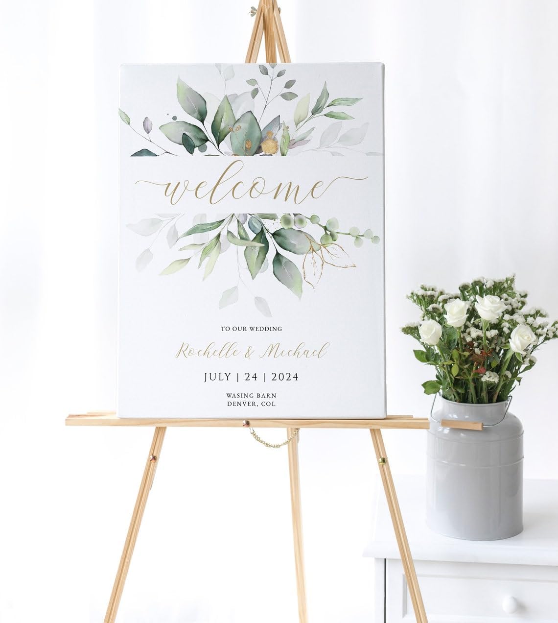 Amazon.com: Greenery Wedding Welcome Sign Template, Boho Portrait ...