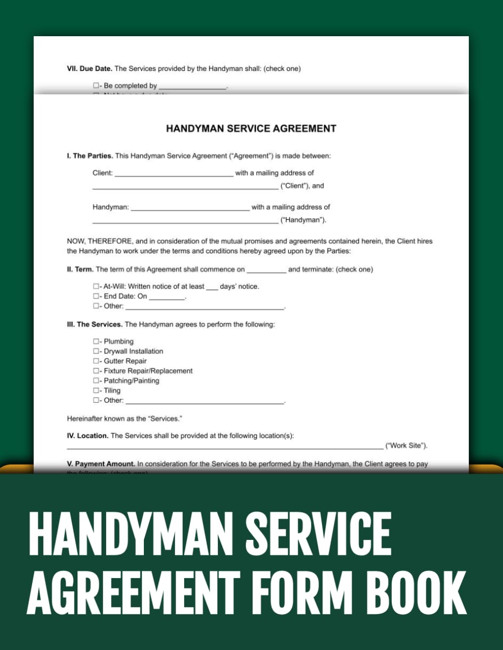 Amazon.com: Handyman Service Agreement Form Book: 30 Legal Contracts ...