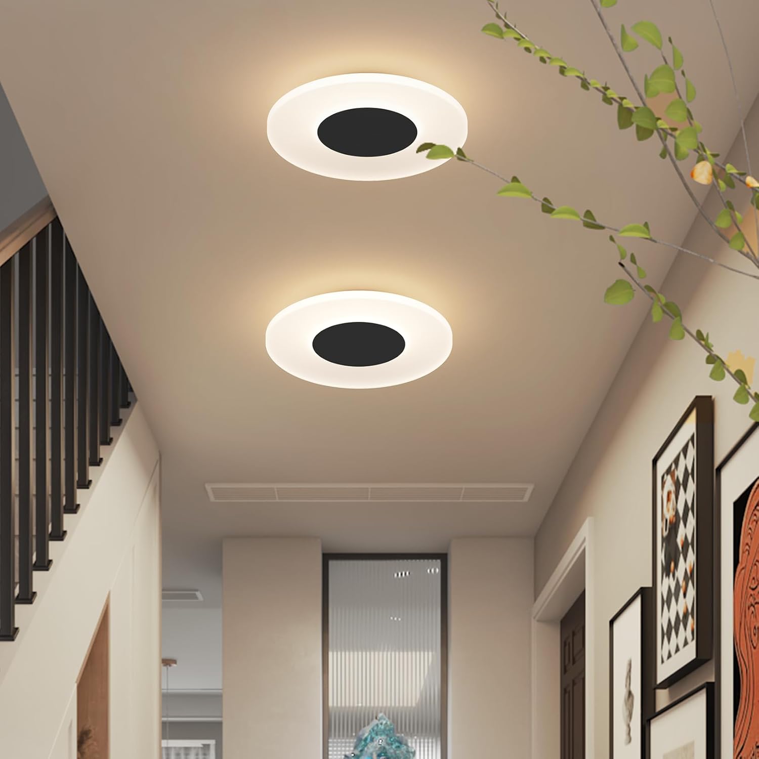 Tipace LED Modern Flush Mount Ceiling Light,2 Pack 3000K Ceiling Light ...