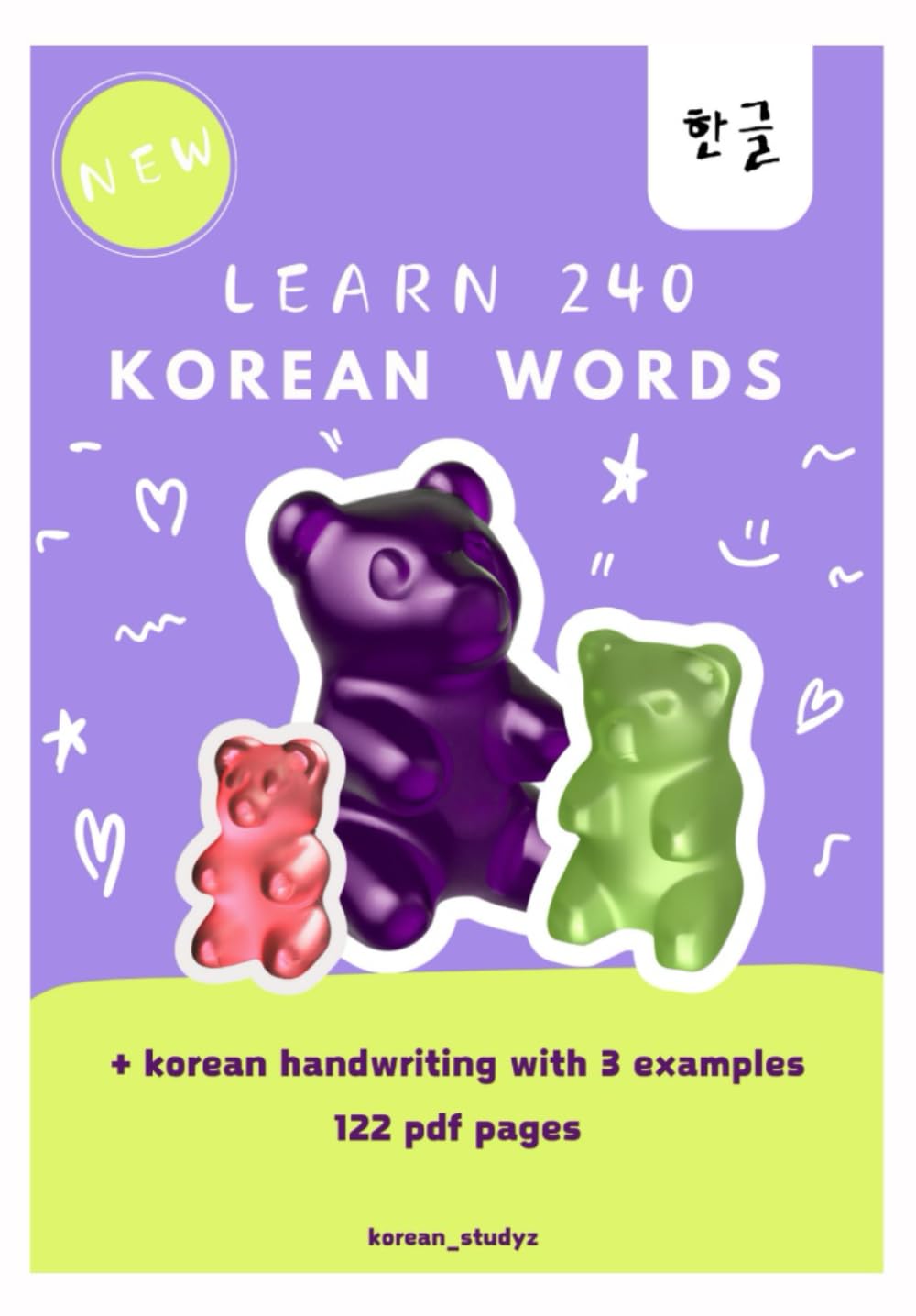 Learn 240 Korean Words and Handwriting prPctice: 122 pdf pages (Korean ...