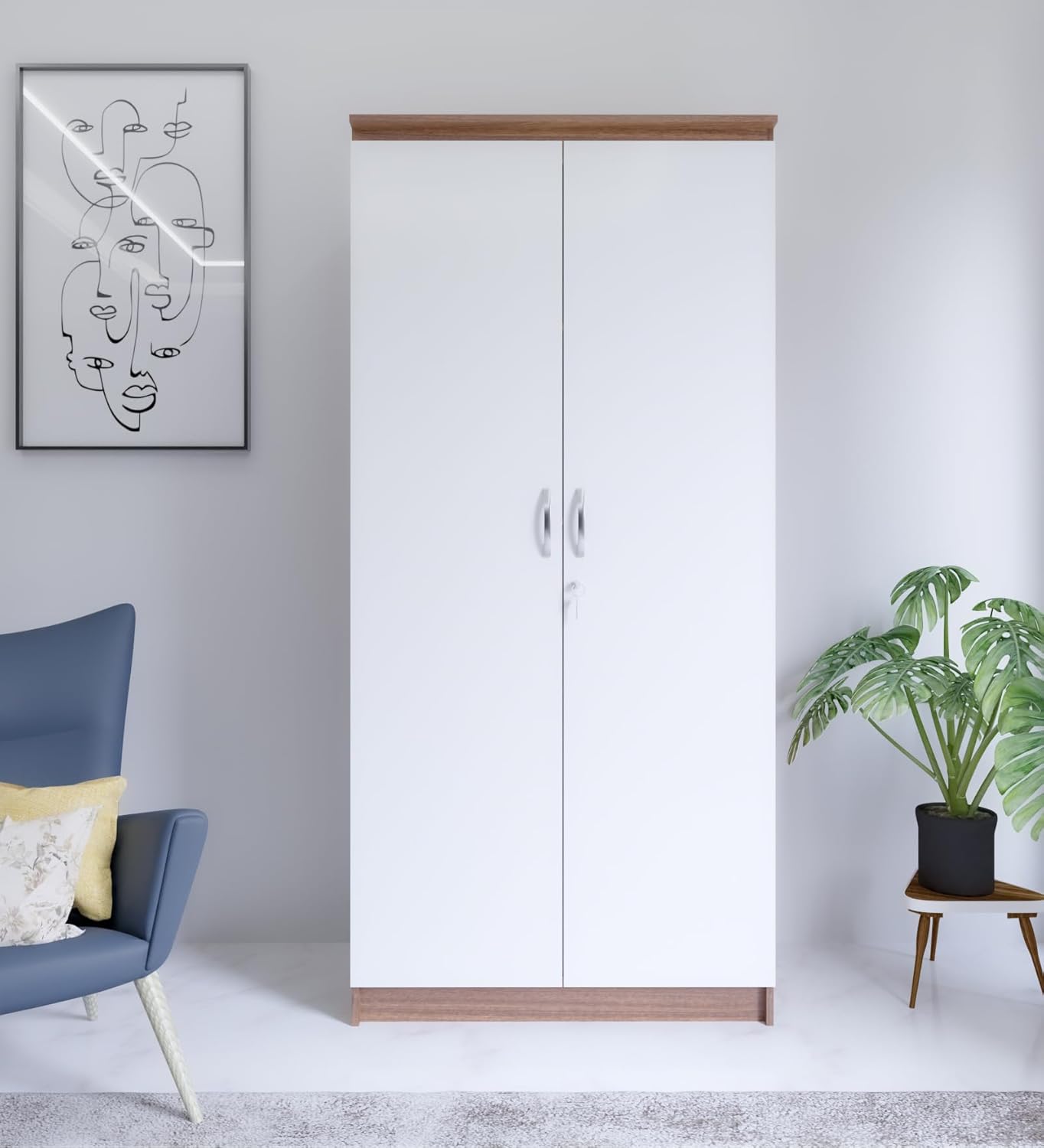 COUCH CULTURE Engineering Wooden Wardrobe Almirah for Cloth with 2 ...