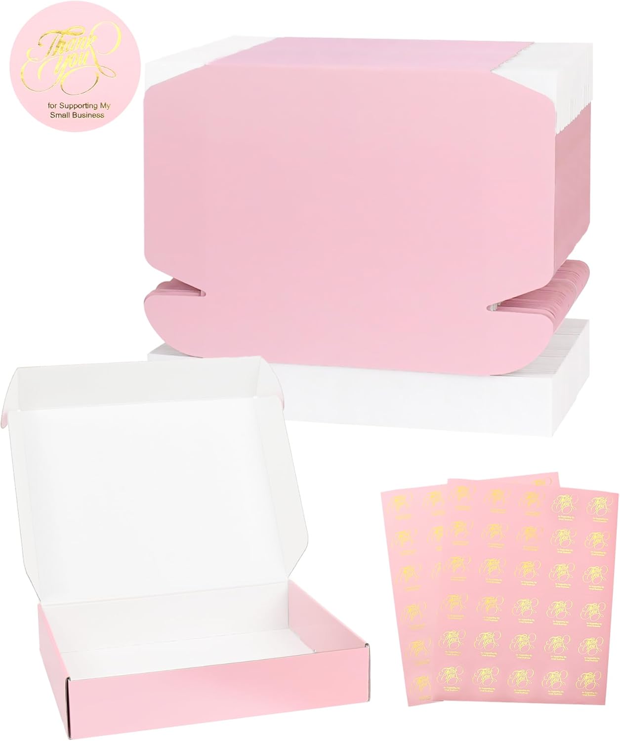 Amazon.com: OUGEBOX 10x8x2 Inch Pink Shipping Boxes Medium, Pack of 45 ...