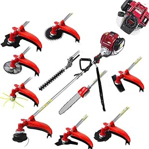 Amazon.com : GX50 10 in 1 Brush Cutter 4 Stroke Weed Eater Chain Saw Lawn Mower Hedge Trimmer ...