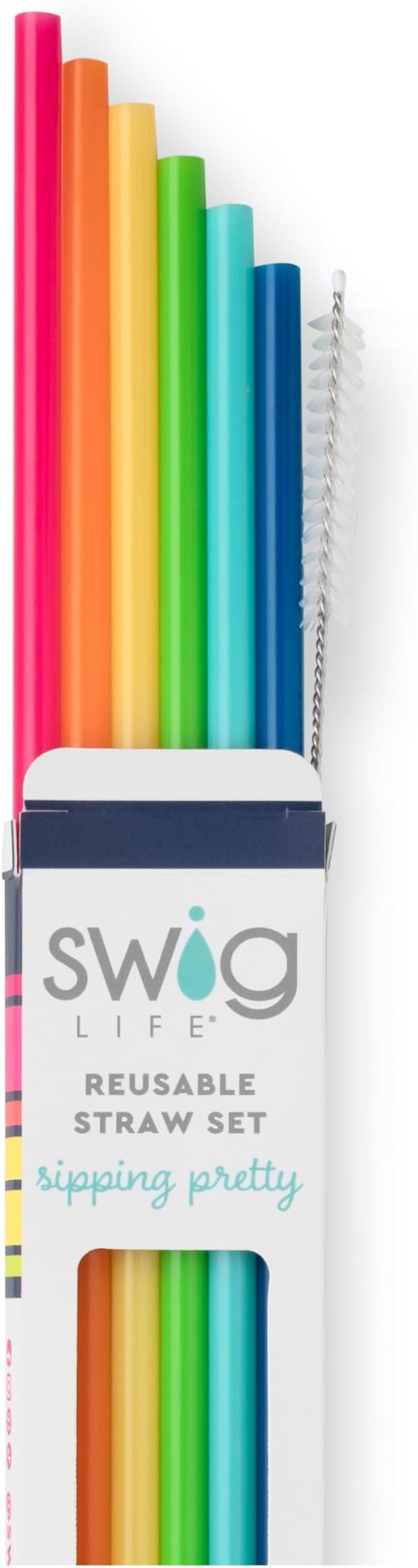 Amazon.com: Swig Life Reusable Straws Neon Lime + Orange + Berry Tall ...