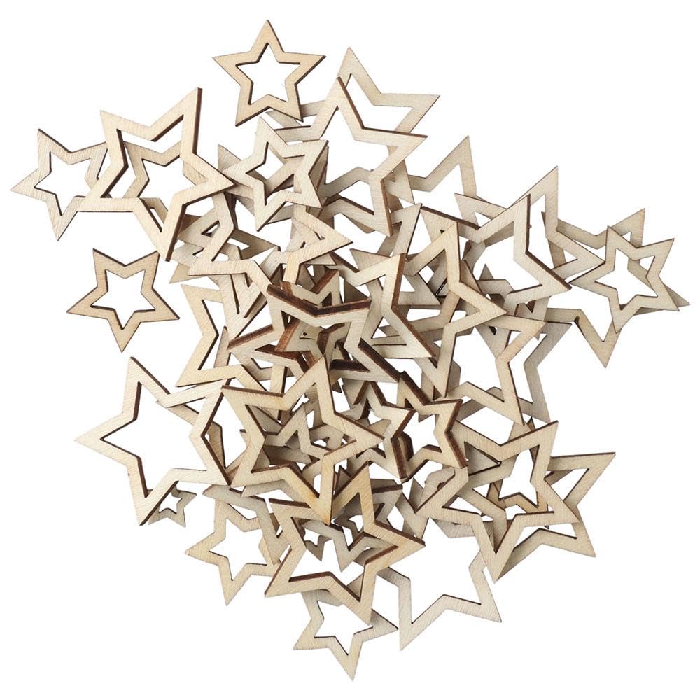 Amazon.com: diyhub 100Pcs Hollow Star Shape Wood Pieces, 3 Sizes Mixed ...