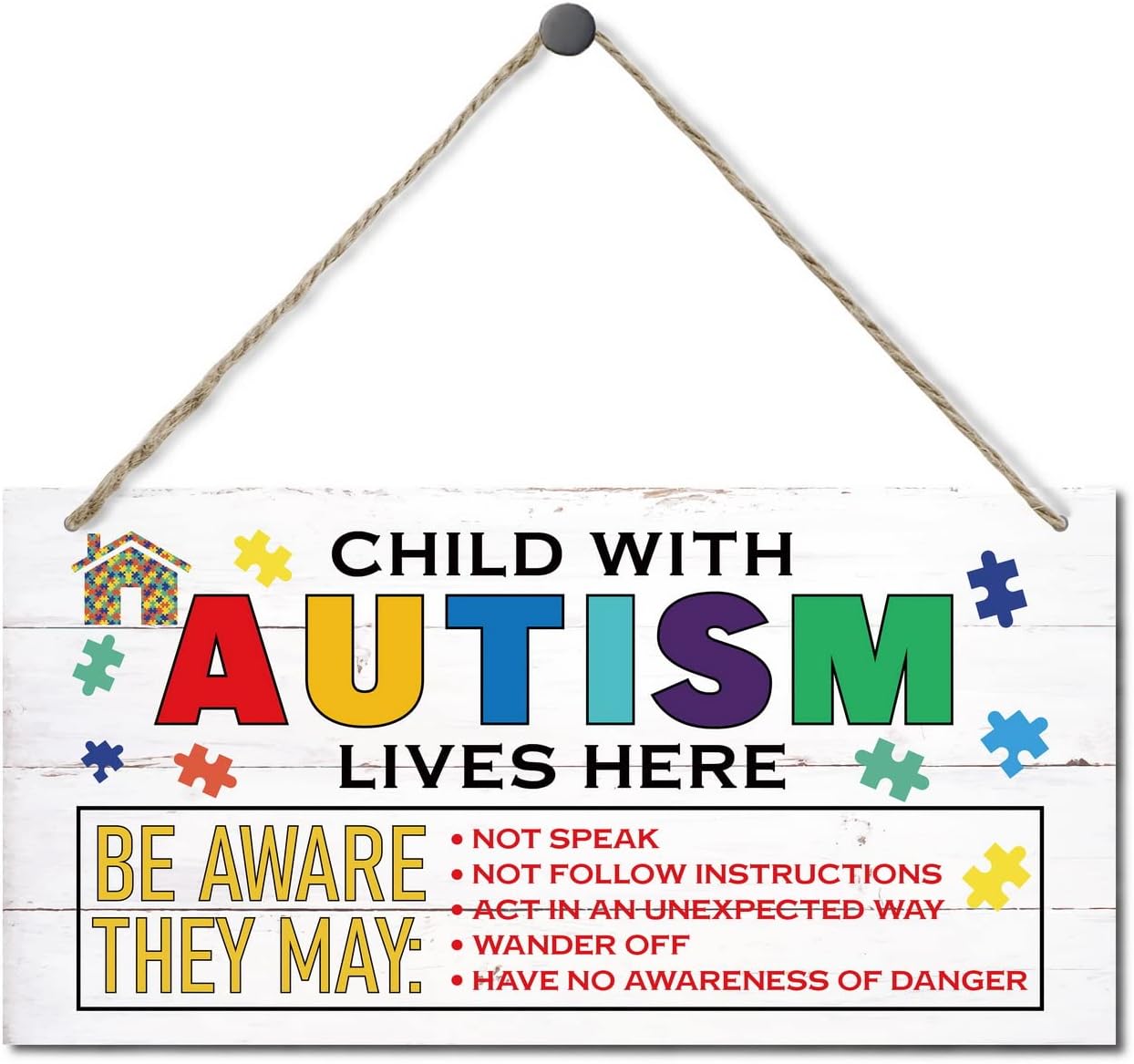 Amazon.com: EDCTO Autism Sign, Decorative Wood Wall Art, 12 x 6 inch ...
