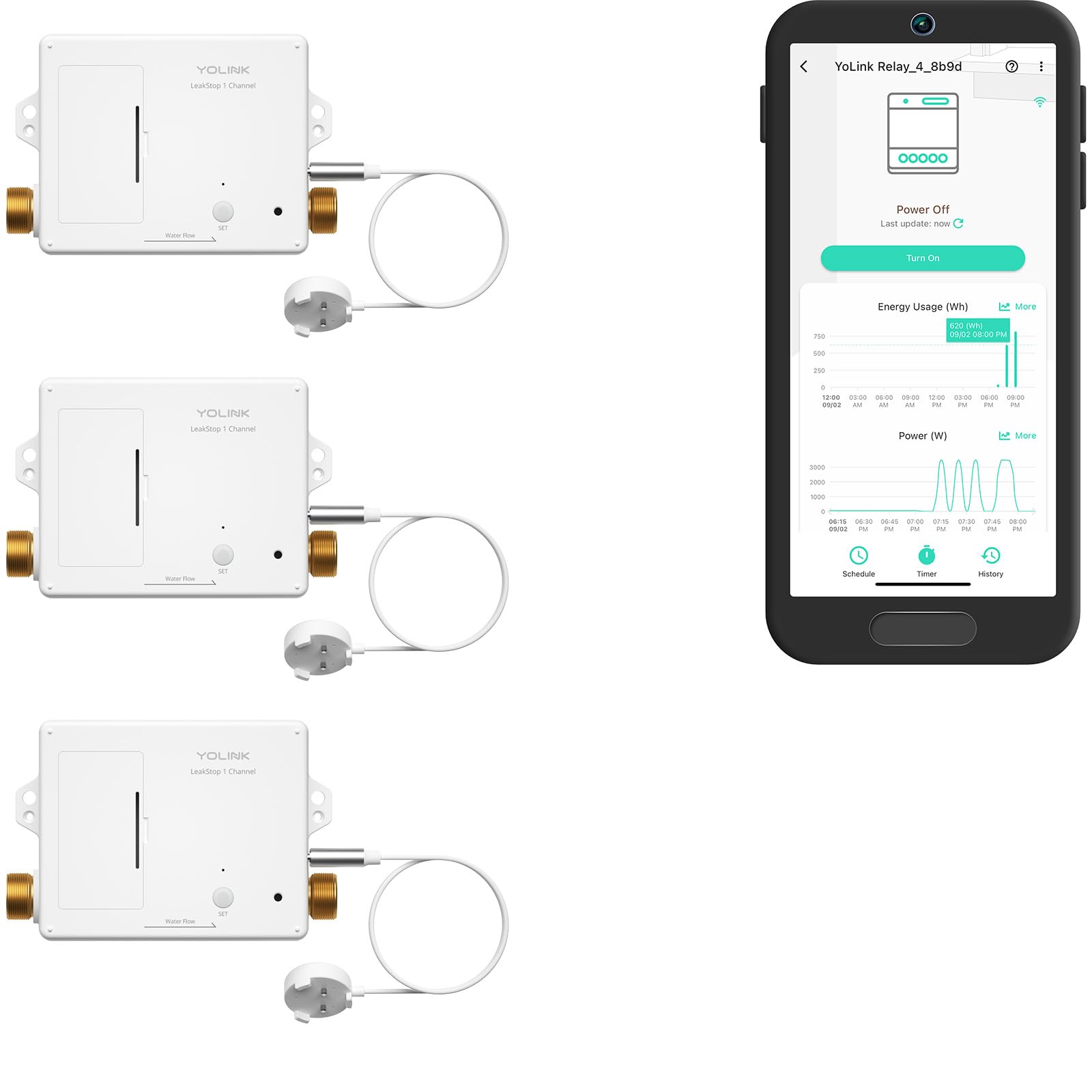 YoLink LeakStop 1 Channel Leak Detector, 3-Pack, Stops Running Water in ...