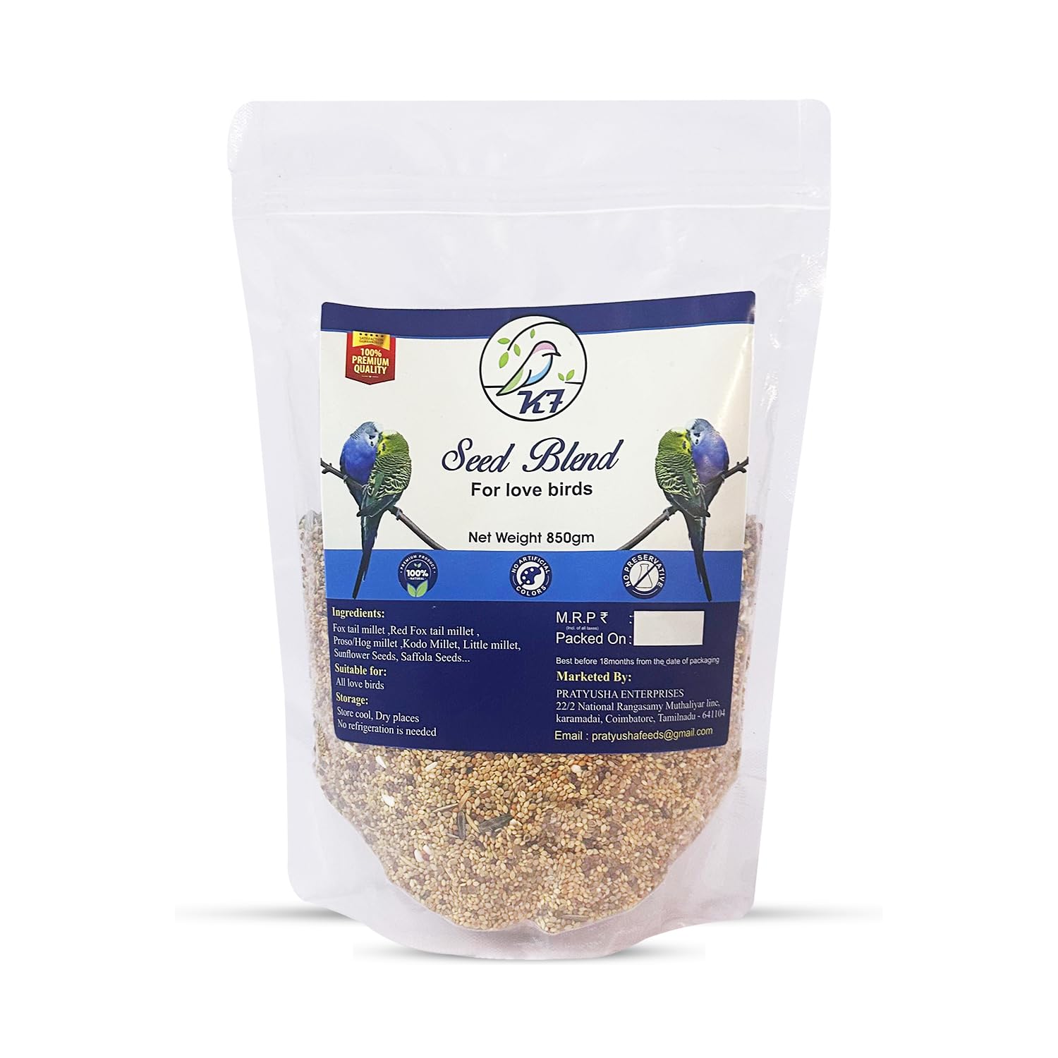 Buy K7 Premium Seed Blend for Lovebirds – 850 G tious Blend with Fox ...