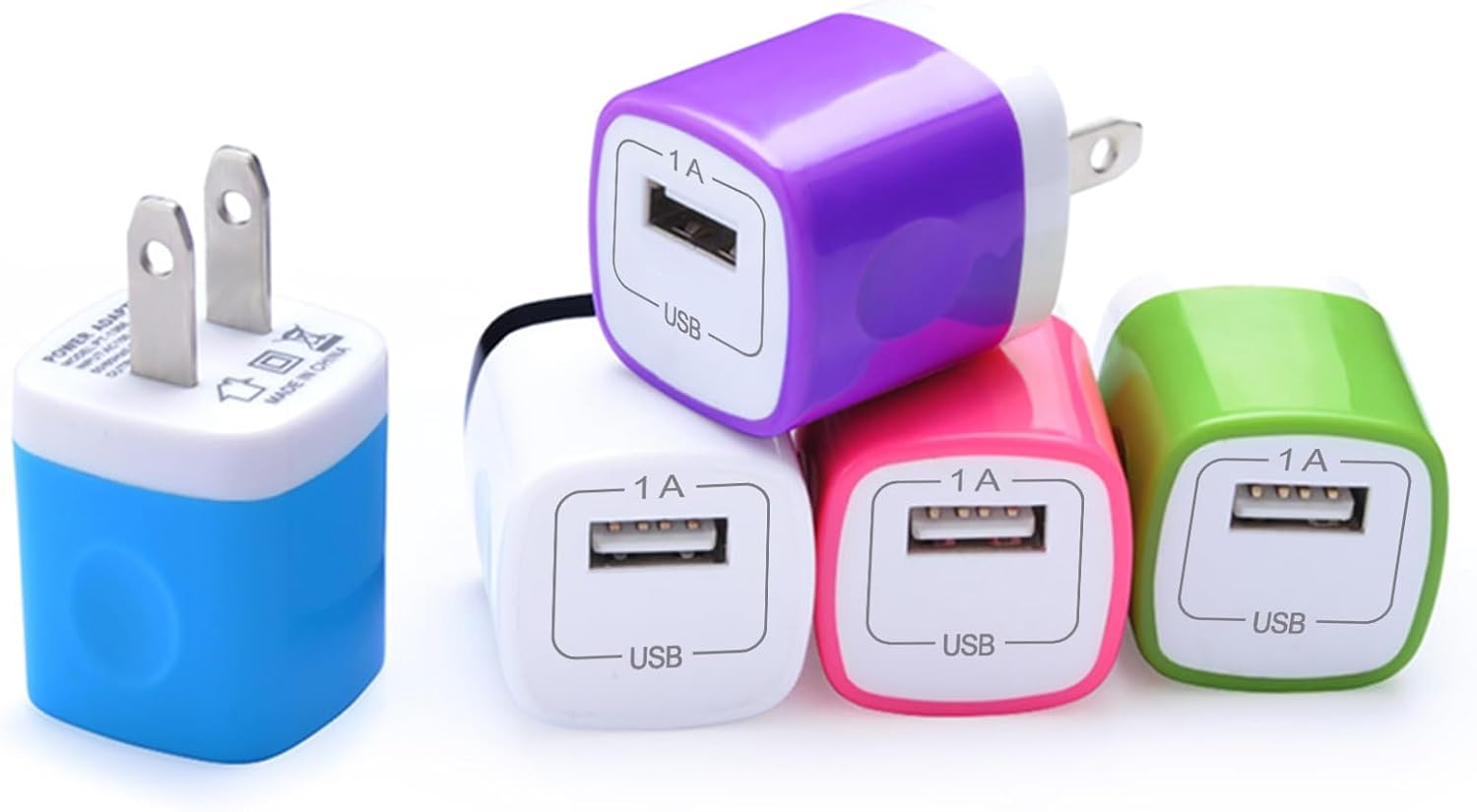 Amazon.com: Wall Charger 5Pack, Home Travel USB Power Adapter Wall ...