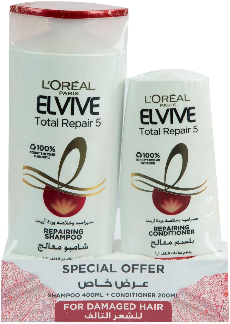 L’Oréal Paris Elvive Total Repair 5 Shampoo 400 ml + Conditioner 200 ml ...