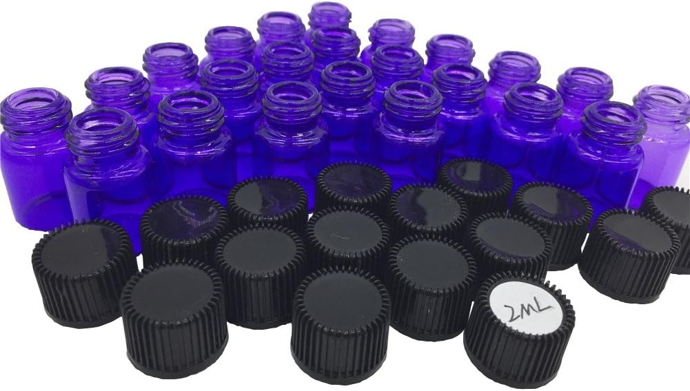 Amazon.com: Elufly 100Set 5/8 Dram Glass Vial 2ML Reagent Bottles with ...