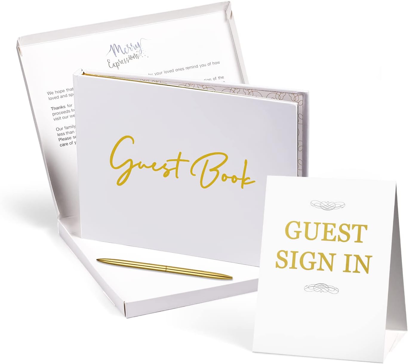 Wedding Guest Book, 100 Pages Elegant Guest Sign in Book Guest Book for ...