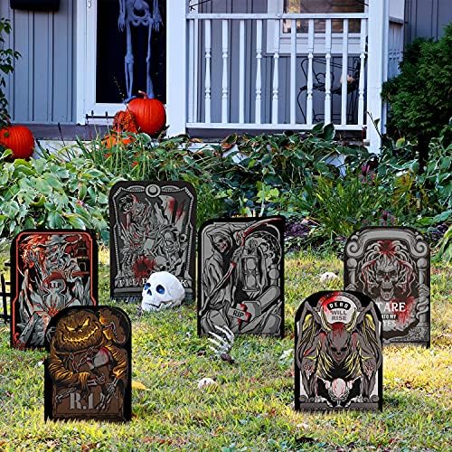 Amazon.com : Halloween Decorations Beware Yard Signs with Stakes, 15"× ...