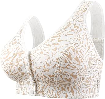Women's New Printing Front Closure Bras Comfy No Wire Push Up Full ...