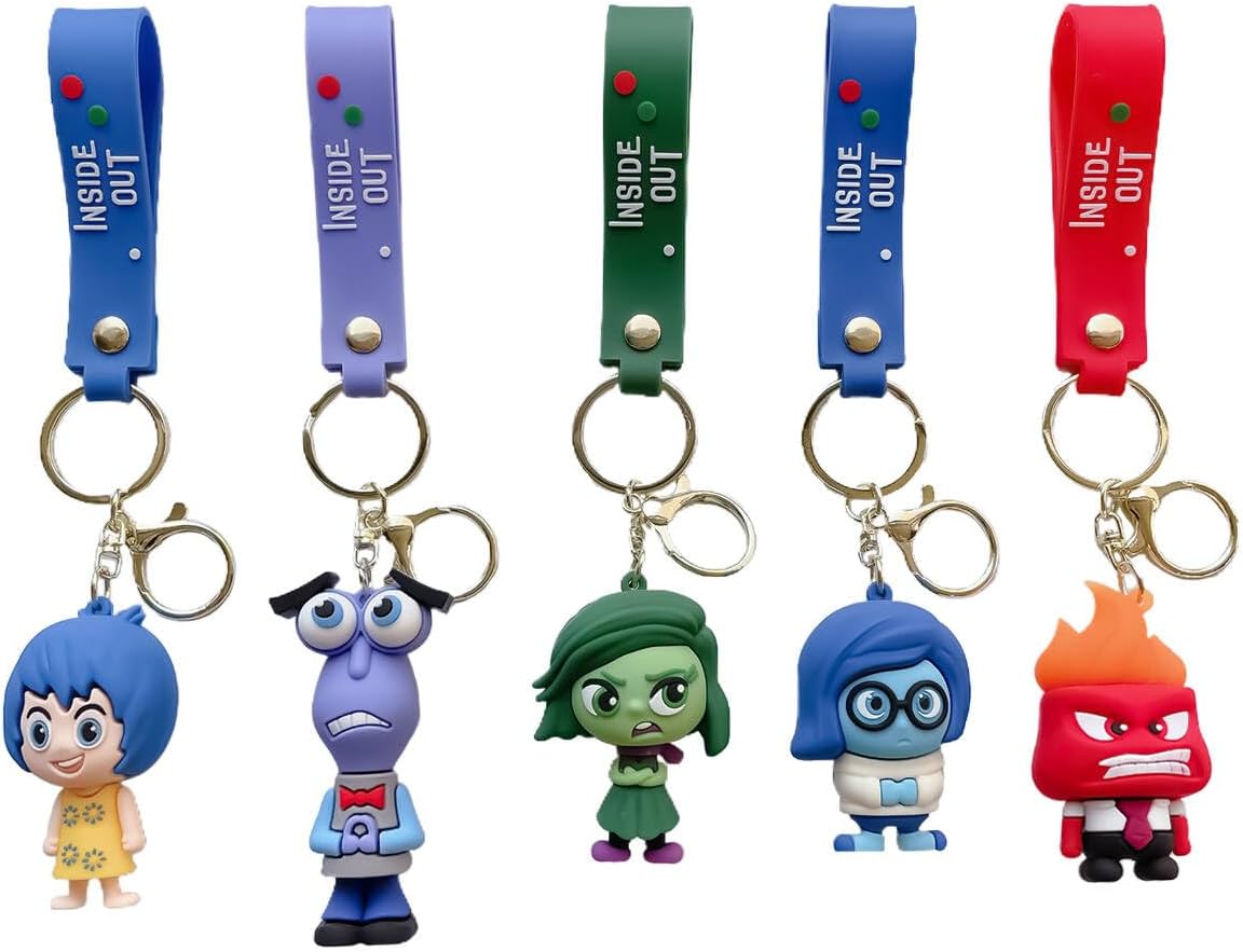 Amazon.com: Generic 5Pcs Inside Out Party Favors Keychains Cartoon ...