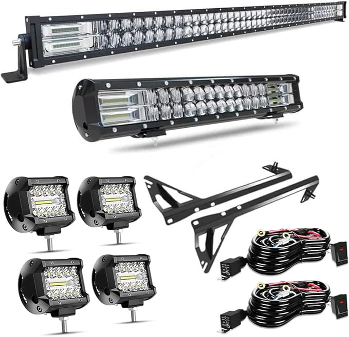 Amazon.com: DakRide 52Inch 5D Led Light Bar+20Inch Led Work Light Combo ...