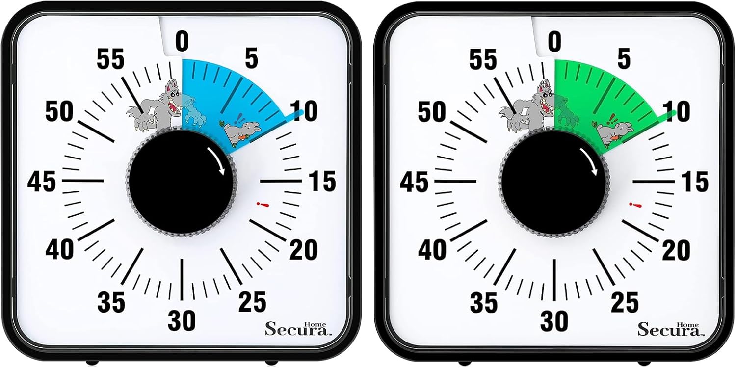 Amazon.com: Secura Home 2pcs 7.5 Inch Visual Timer, 60 Minute Oversize ...