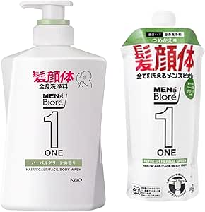 Amazon | メンズビオレ ONE オールインワン全身洗浄料 ハーバルグリーンの香り ポンプ 480ml 1個 + 詰め替え 340ml 1個 8LINK | TKHY | ボディソープ 通販
