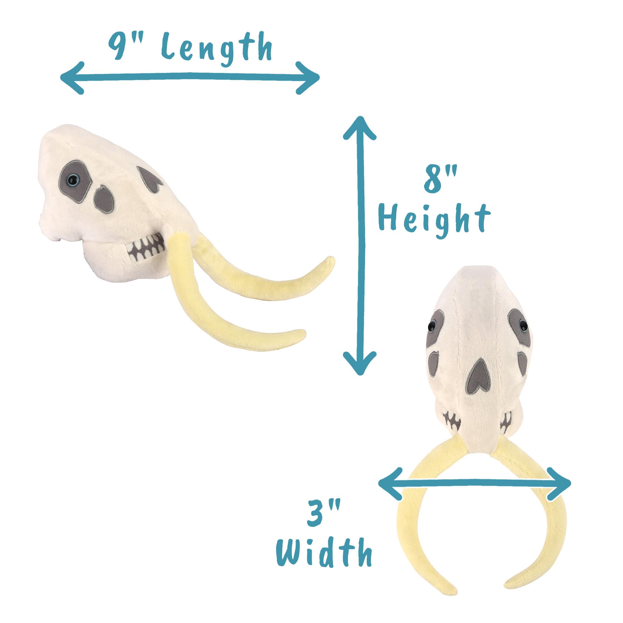 Fuzzy Fossils Woolly Mammoth Skull Plush Giant Microbes Prehistoric Toy ...