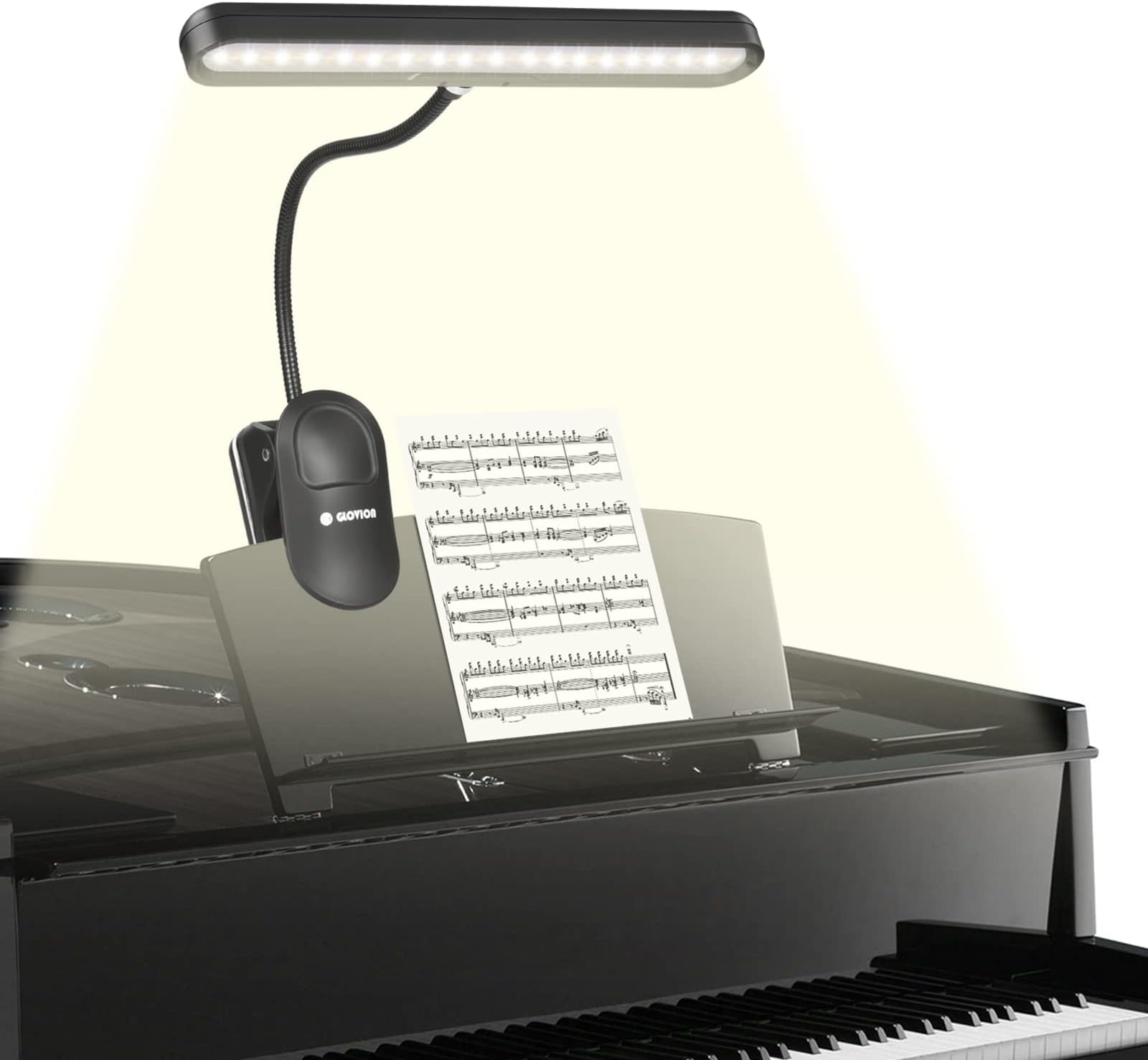 Glovion Music Stand Light, Clip On Piano Lights 37 LED Book Light, 3 ...