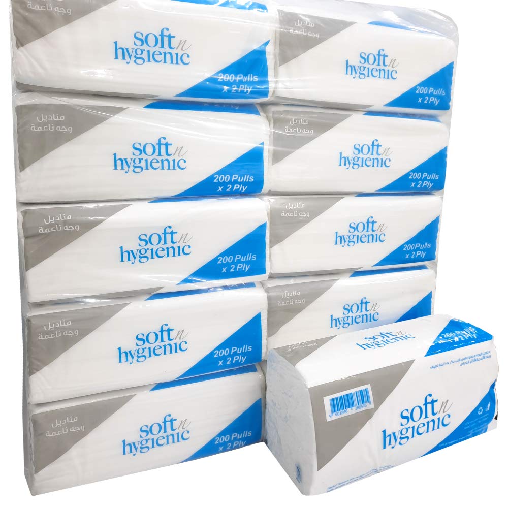 Buy Soft N Hygienic Nylon Facial Tissue 200 Sheets Soft Fluffy Tissue ...