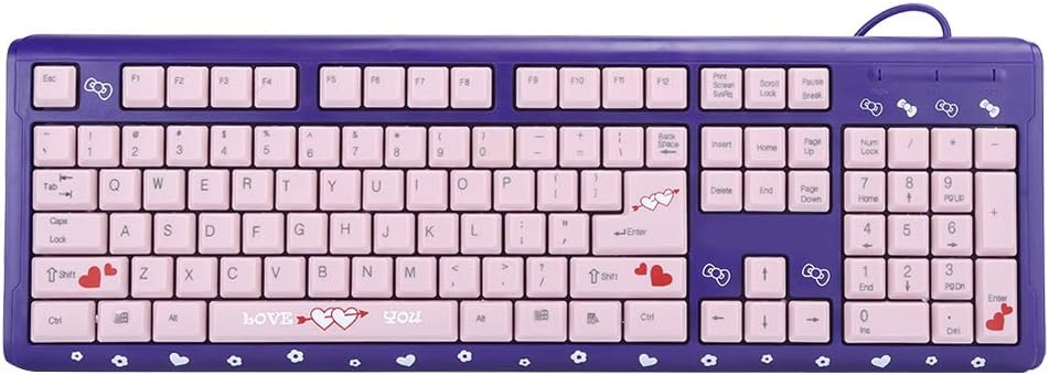 Plyisty Purple and Keyboard, USB Wired Ultra‑Thin Ergonomic Keyboard ...