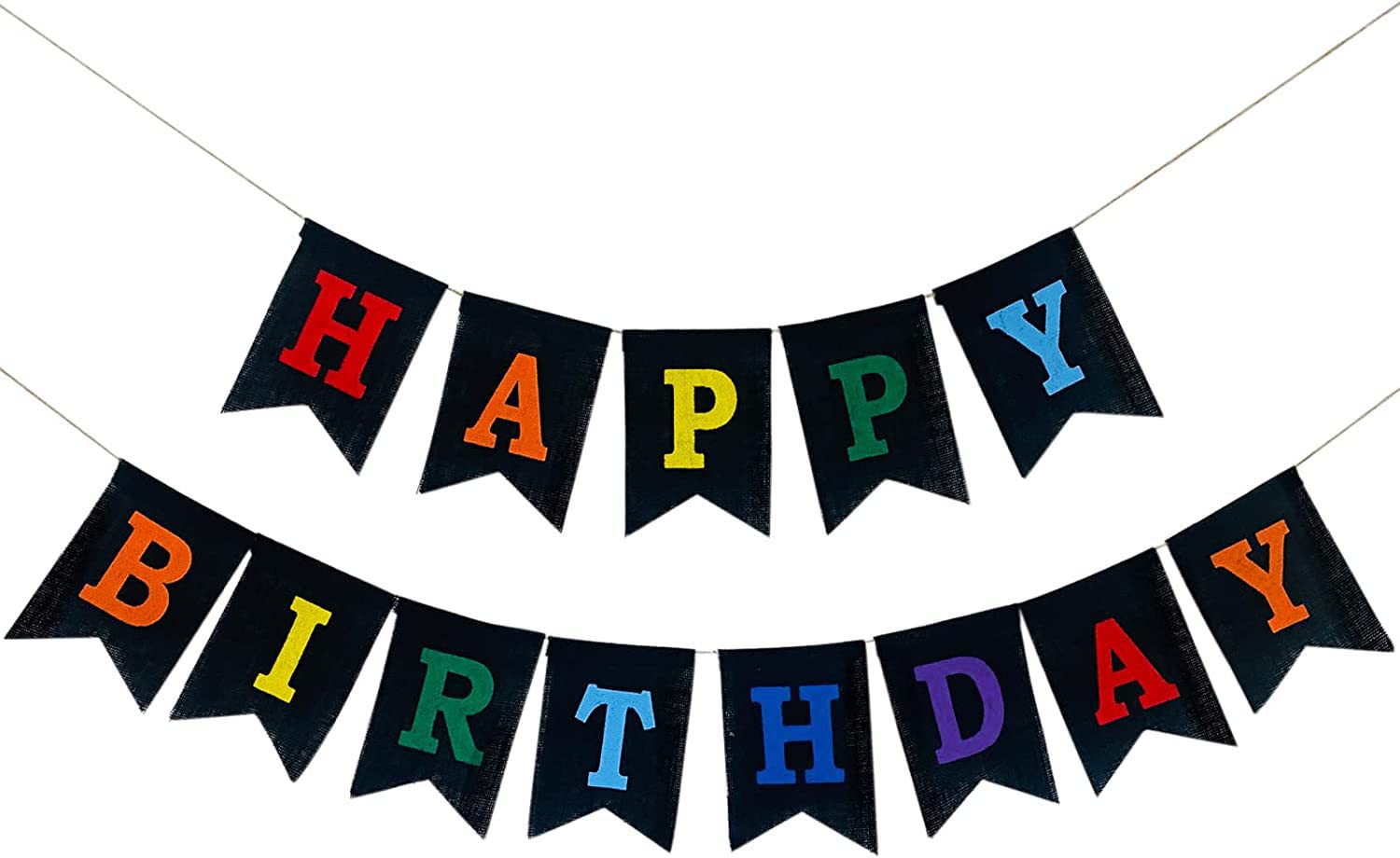 Amazon.com: Colorful Happy Birthday Banner, Pre-strung Burlap Rainbow ...