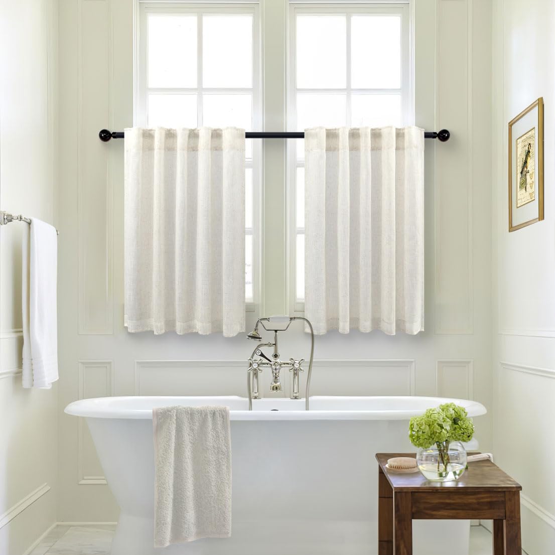 Pitalk Cortinas De Lino Natural Para Cocina, Color