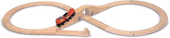 Amazon.com: Melissa & Doug Classic Wooden Figure Eight Train Set (22 ...