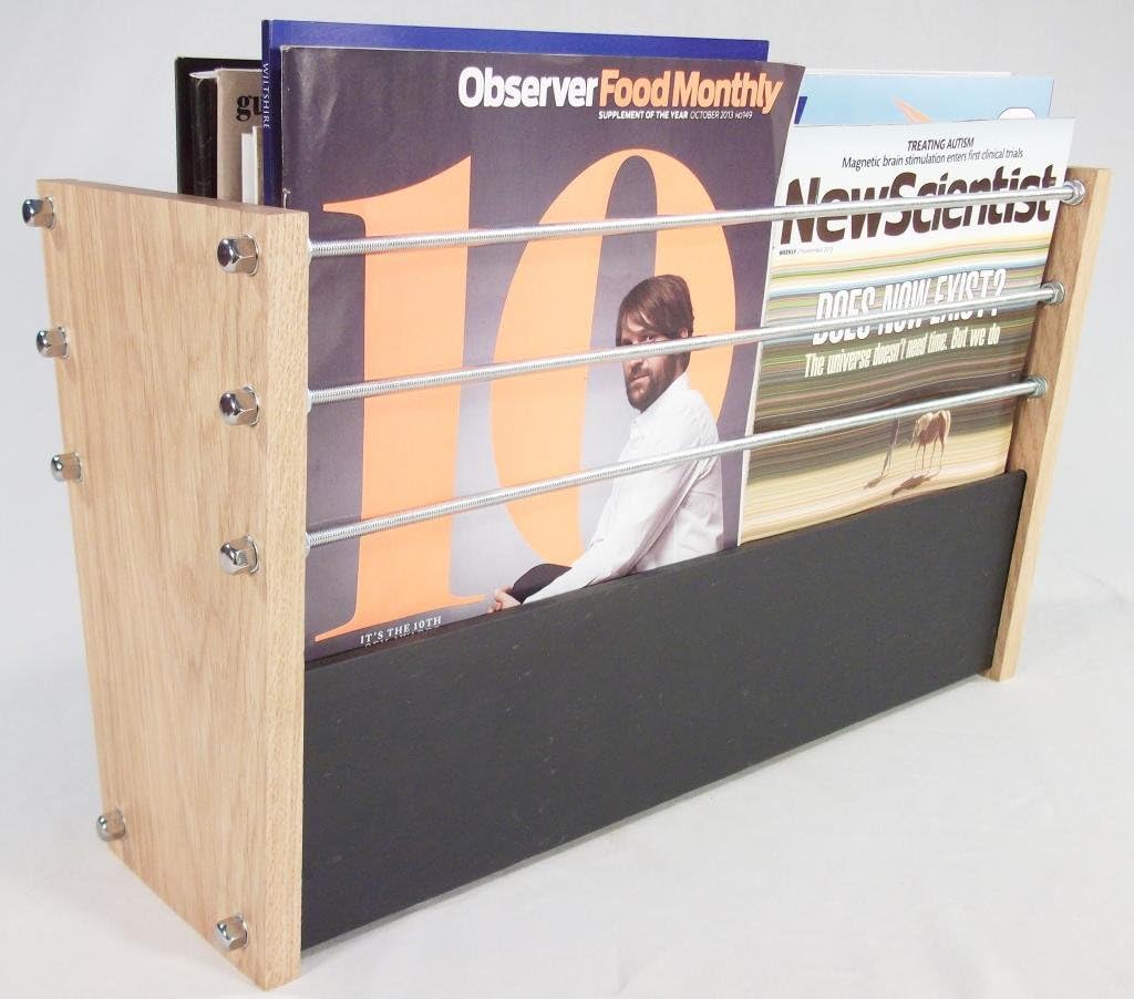 Amazon.com: Oak Slate Design Magazine Rack - Modern Contemporary Style ...