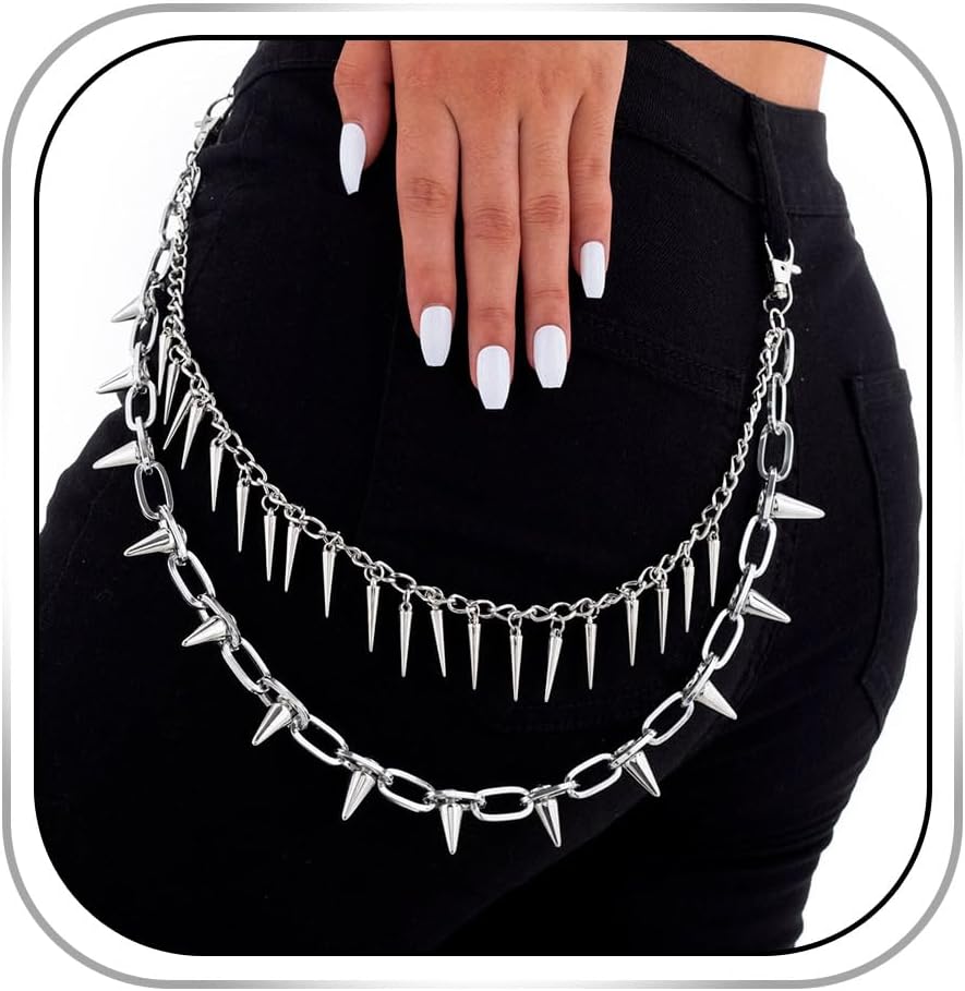 Amazon.com: Bemous Hip Hop Jean Chain Silver Layered Pants Chain Punk ...