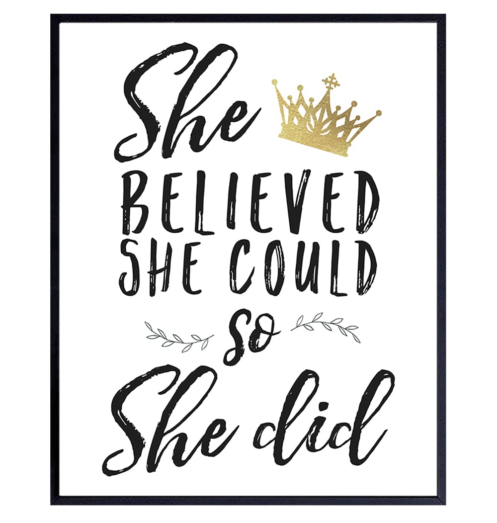 Amazon.com: She Believed She Could So She Did Wall Art - Women's ...