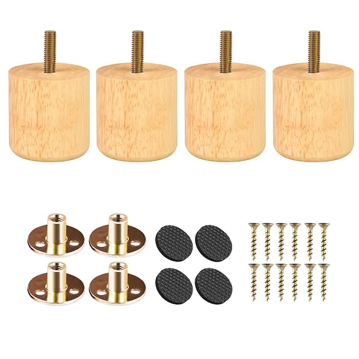 Buy 2 inch Solid Wood Furniture Legs, Btowin 4Pcs Modern Round Wooden ...