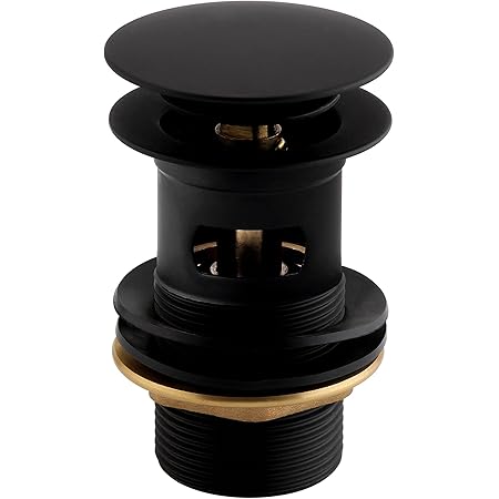 Matte Black Round Slotted Wash Basin Sink Waste | Modern Full Face Pop ...