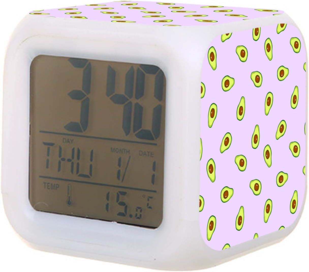 Amazon.com: Digital Alarm Clock,Avocado Purple Pattern 7 Color Change ...