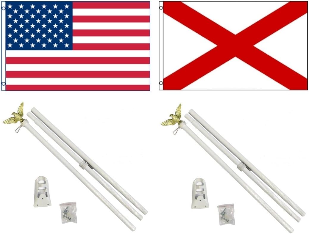 Amazon.com : NEW 3'x5' ALABAMA & AMERICAN Polyester Flags & 2 POLES ...