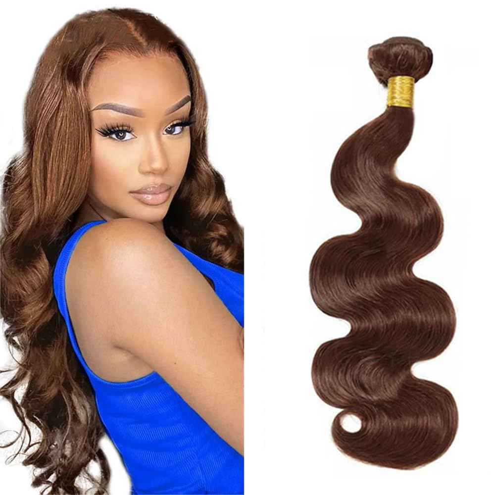 Amazon.com : NiegMeag Color #4 Bundles Human Hair Brown Body Wave Human Hair Bundles 8a Peruvian ...