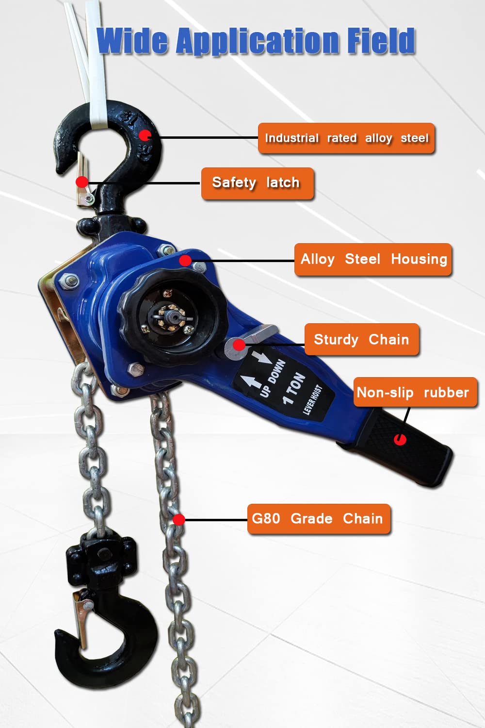 Lever Chain Hoist Hand Chain Hoist 2200LBS 10FT, 1T 3M Manual Chain ...
