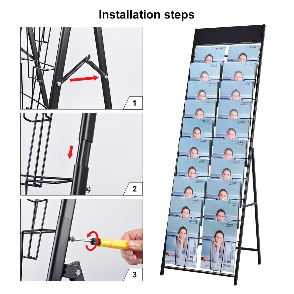 Kroey magazine display stand Double A4 width 10 layer brochure display stand for trade show and ...