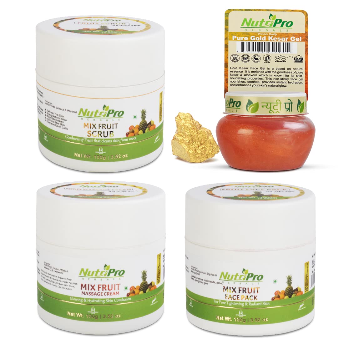 NutriPro Fruit Facial Kit 420GM Enriched Multi Fruits Extract & Walnut ...