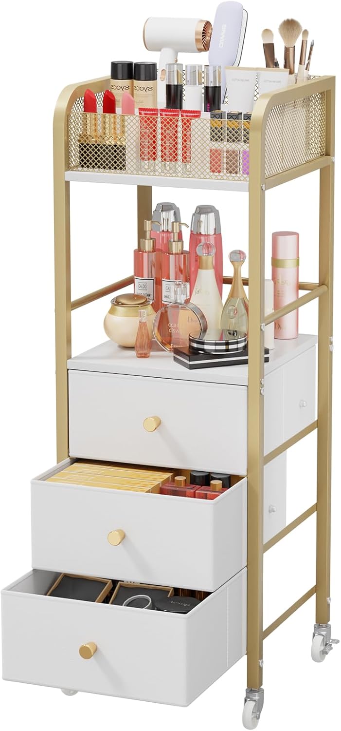 Amazon.com: HapiRm Rolling Makeup Cart Organizer - Floor Skincare Make ...