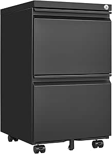 Amazon.com: Jintop 2 Drawer Mobile File Cabinet with Lock and Casters ...
