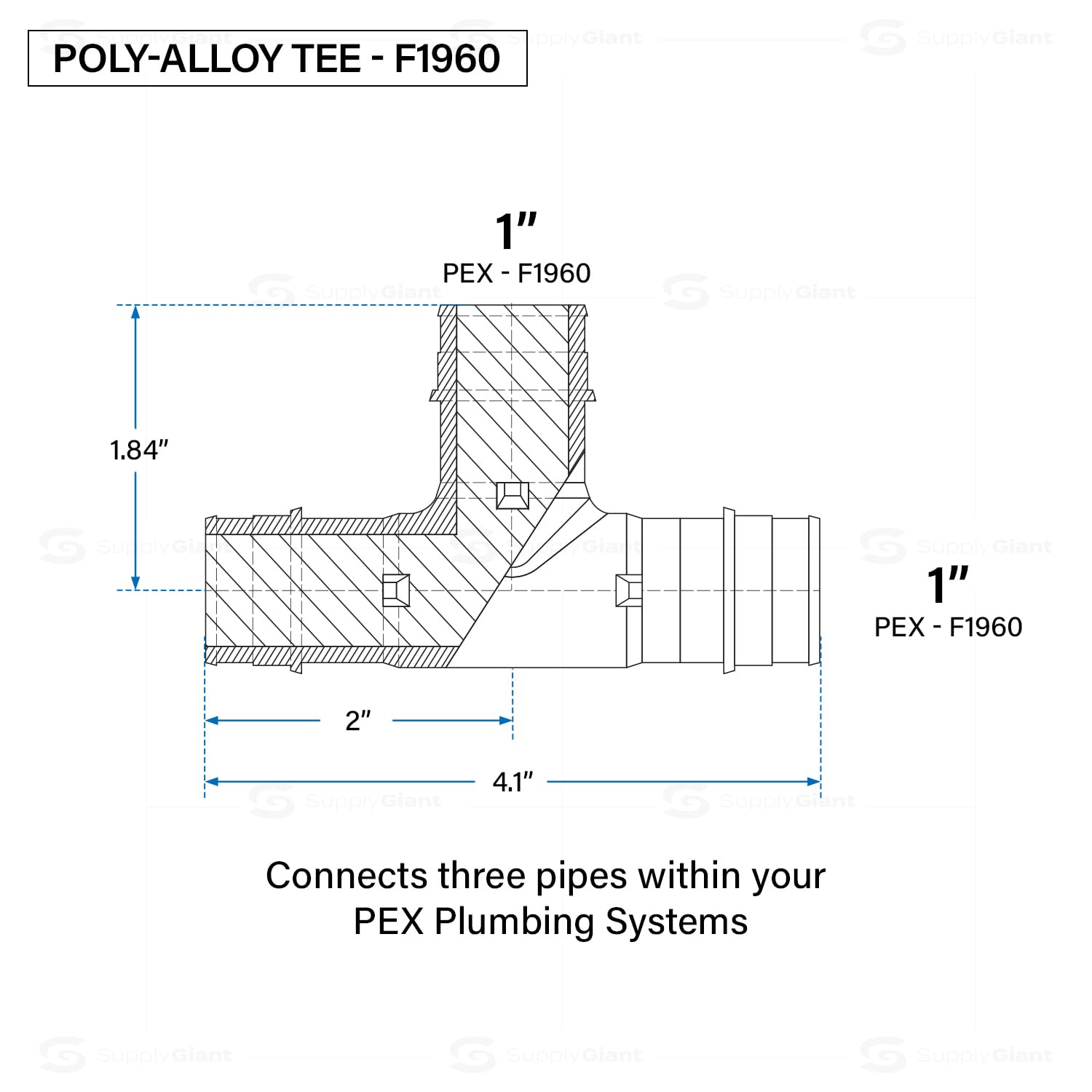 Snapklik.com : Poly Pex-A Expansion Tee Fitting 1", F1960 Tee 1/2 Inch ...