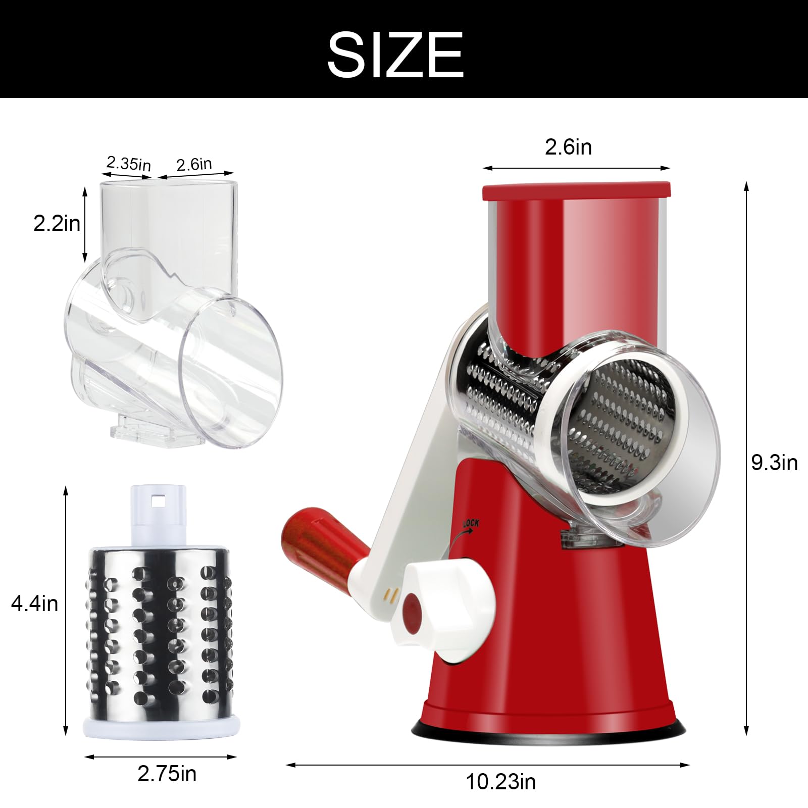 Snapklik.com : Rotary Cheese Grater Shredder Chopper Round Tumbling Box ...