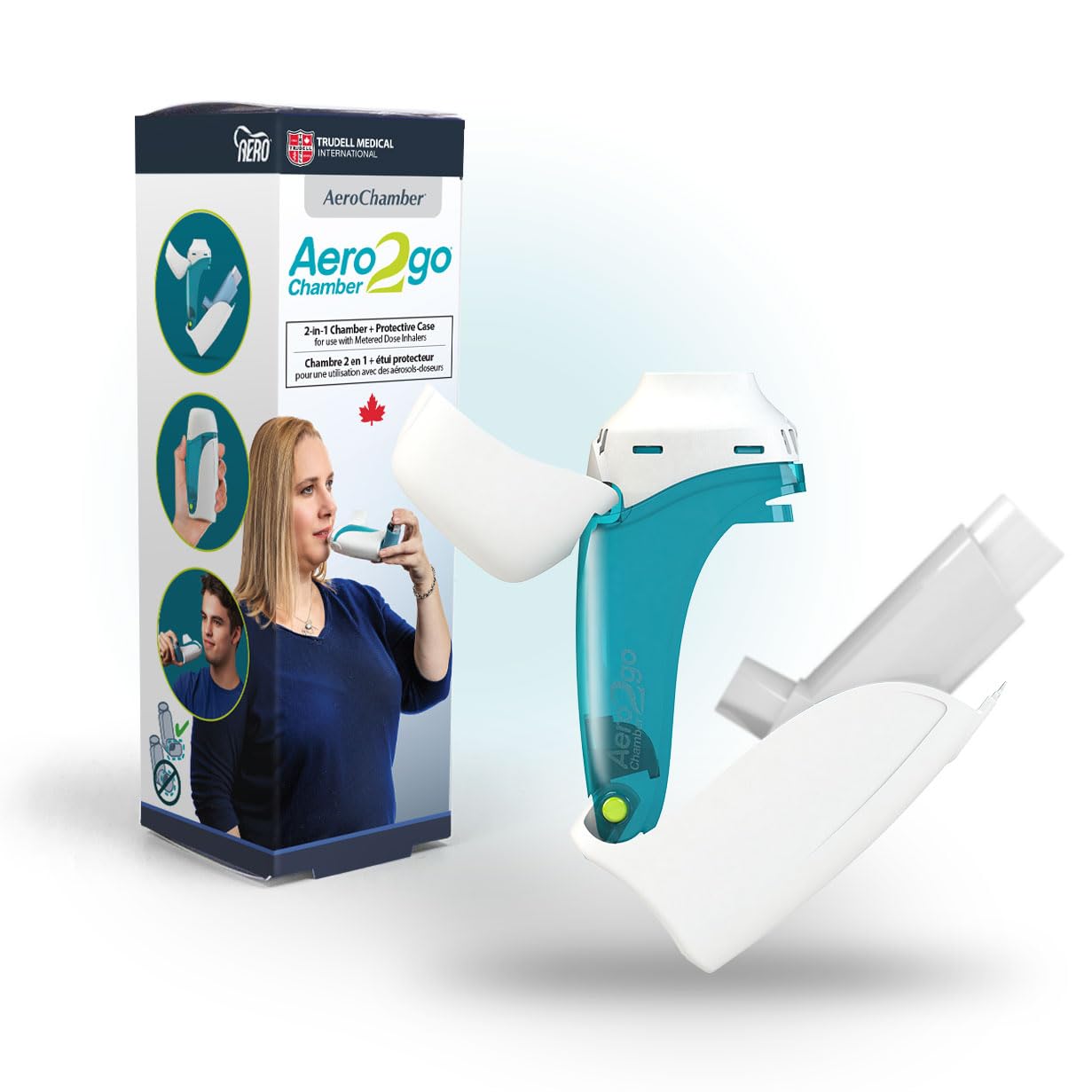 AeroChamber2go 2-in-1 Portable Inhaler Spacer + Protective Case for ...