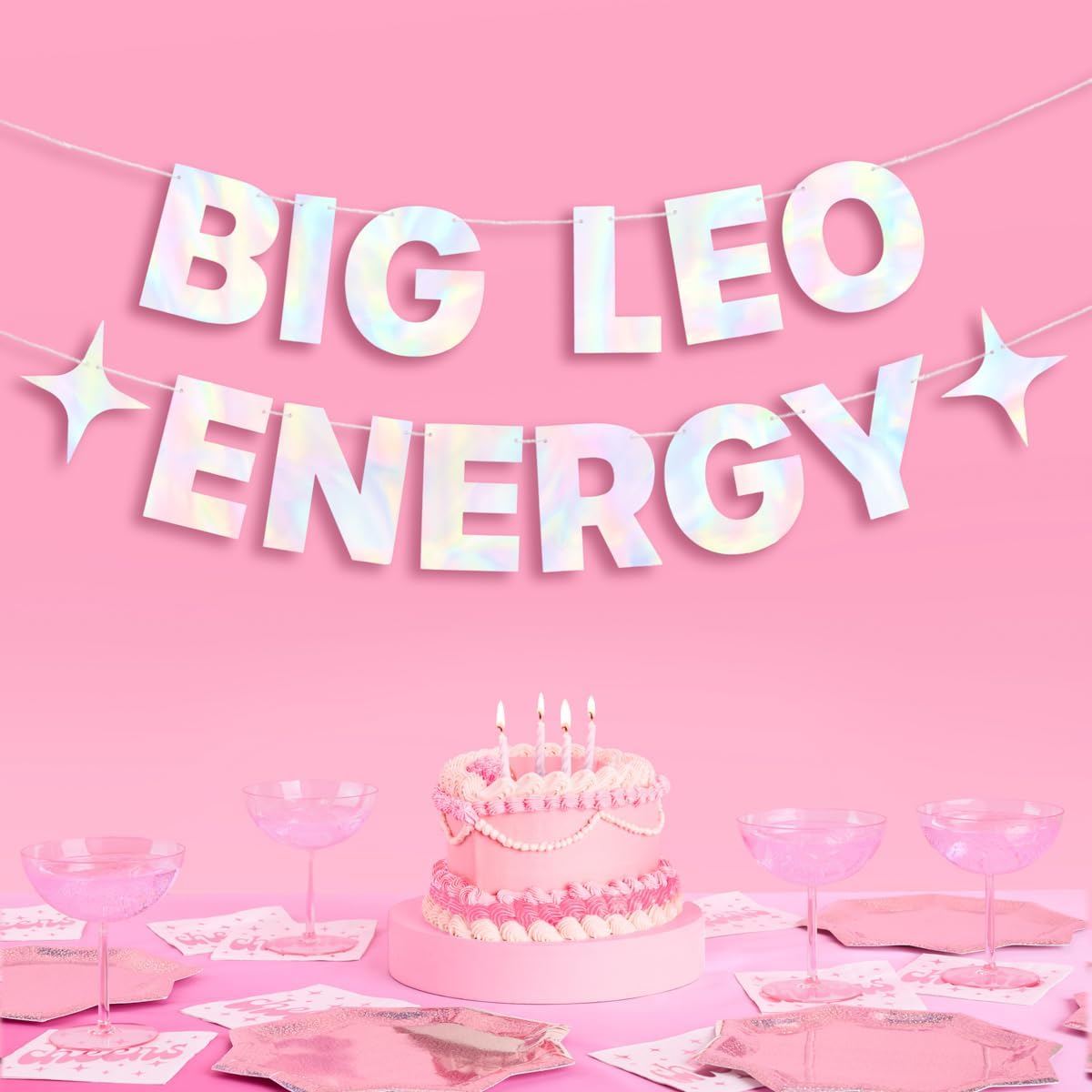 Amazon.com: xo, Fetti Leo Baby Birthday Party Iridescent Foil Banner ...