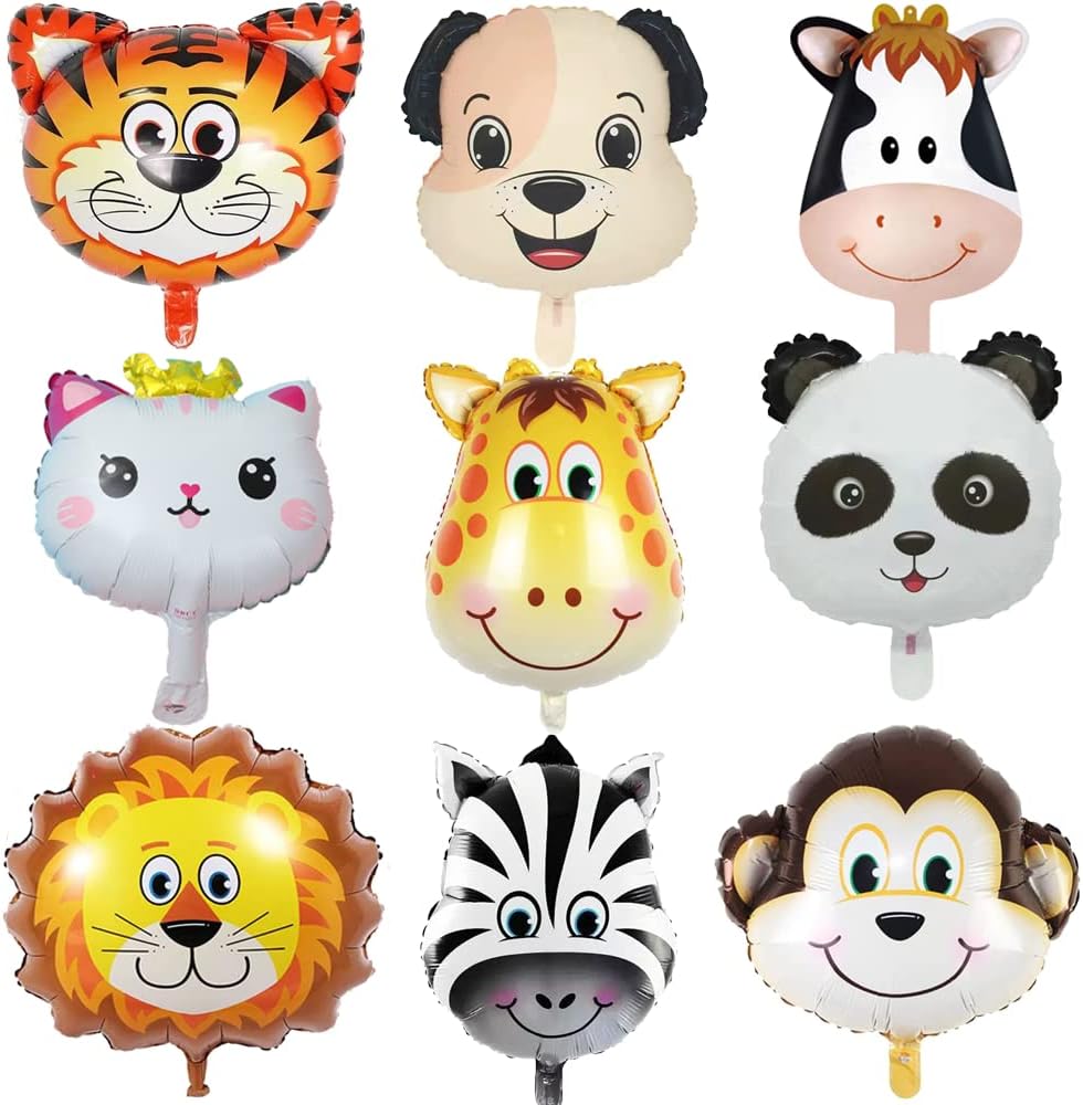Amazon.com: 9 PCS Jungle Safari Animal Balloons,Farm Woodland animal ...