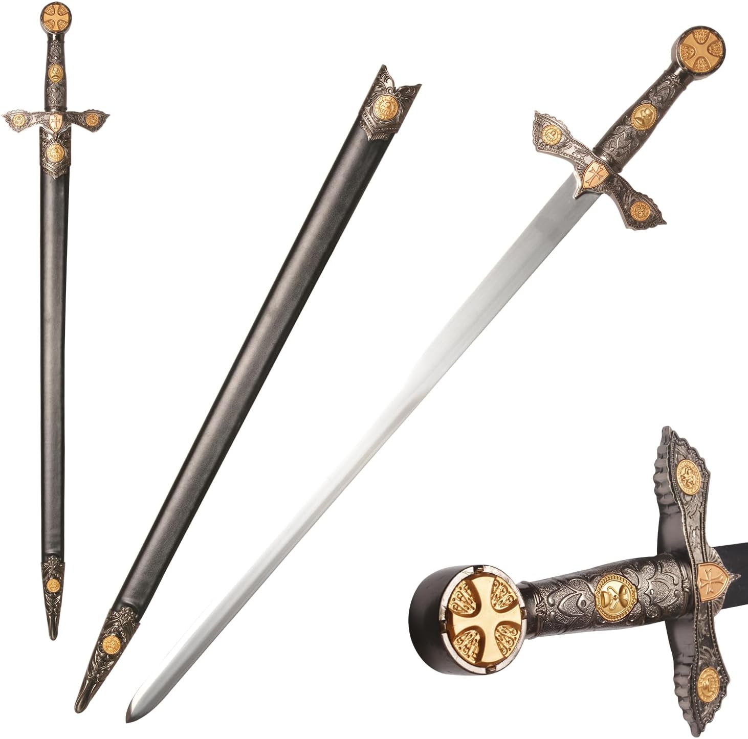 Amazon.com : HEROSPLAY 32.9" Medieval Stainless Steel Red Cross ...