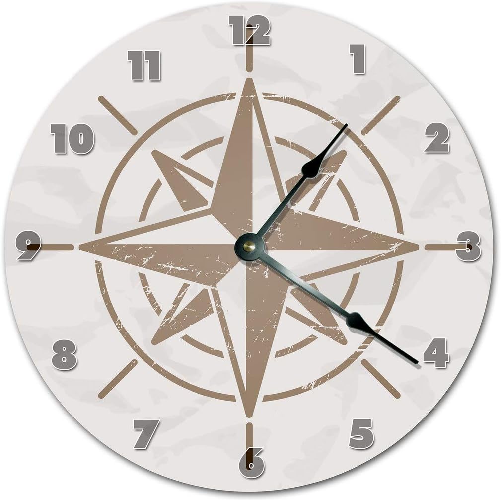 Amazon.com: Sugar Vine Art 10.5" Gold Compass Clock - Traveler's Clock ...