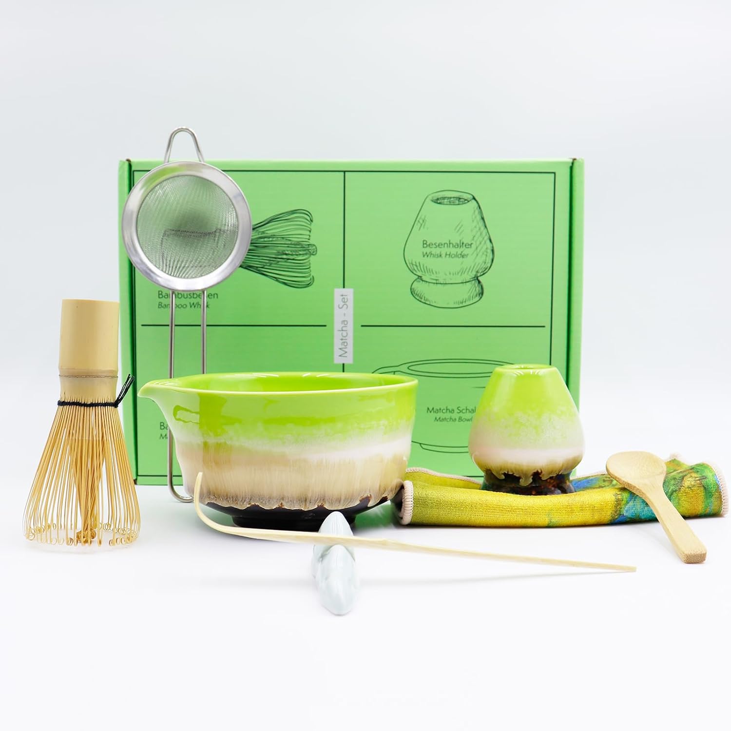 Amazon.com: 8 Pcs Gradient Green Matcha Kit - Matcha Whisk Set and Bowl ...